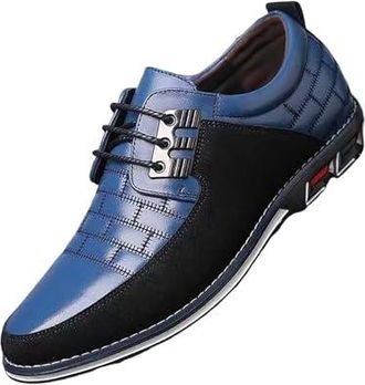 Generic Chaussures daffaires classiques en cuir verni &agrave; lacets pour homme - Bout pointu - Talon bloc - Antid&eacute;rapantes - Chaussures basses d&eacute;contract&eacute;es pour u