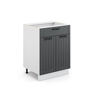 Vicco Meuble Cuisine Fame-Line, Anthracite/Blanc, 60 cm avec tiroir, sans Plan de Travail