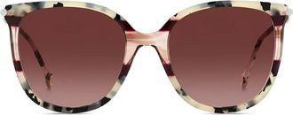 Carolina Herrera lunettes de soleil CH0023 &agrave; effet &eacute;caille de tortue - Tons neutres