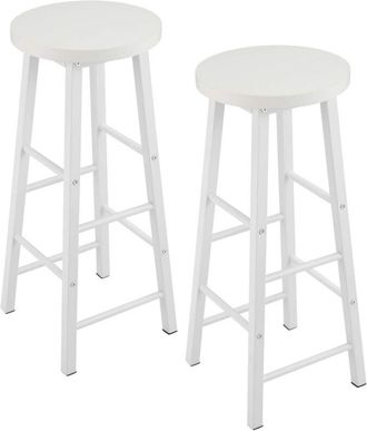 Woltu Woltu - 2 x Tabourets de Bar en mdf + Acier, Tabouret de Bistrot 30 x 30 x 71 cm, Blanc