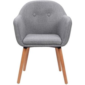 Woltu Esszimmerstühle 2er Set Küchenstuhl Wohnzimmerstuhl Polsterstuhl Design Stuhl mit Armlehne, Sitzfläche aus Leinen, Gestell aus Massivholz