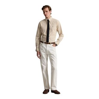 Ralph Lauren Homme, Chemises, Beige, Taille: 2XL Chemise extensible en popeline &agrave; rayures coupe personnalis&eacute;e