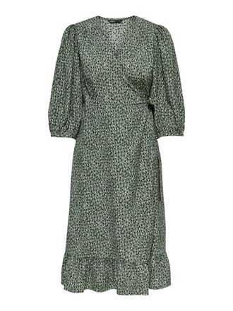 Only Damen Onlolivia WVN Noos 3/4 Wrap Midi Dress Kleid, Balsam Green, M EU
