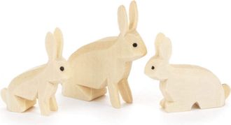Rudolphs Schatzkiste Reifentiere Hasensatz 3-teilig - Holztiere - Reifenvieh - H&ouml;he ca. 2,5 cm - Handarbeit aus dem Erzgebirge - NEU