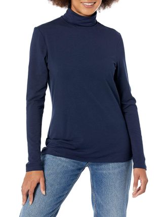 Amazon Essentials Damen Langärmliger Rollkragenpullover (in Übergröße erhältlich), Marineblau, XXL