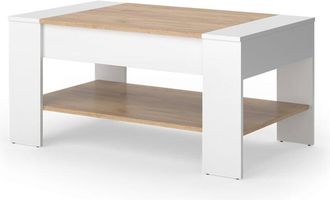 Vicco Couchtisch August, Goldkraft Eiche/Weiß, 99.6 x 58.8 cm mit Schublade, Vicco