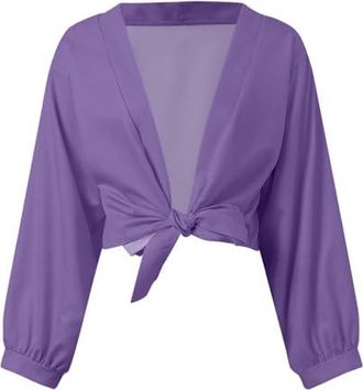 Generic Robes boh&egrave;me 2026 pour femmes, cardigan d&eacute;t&eacute; tendance d&eacute;grad&eacute; &agrave; manches longues ouvert sur le devant, cardigan l&eacute;ger &agrave; nouer, violet, XXL