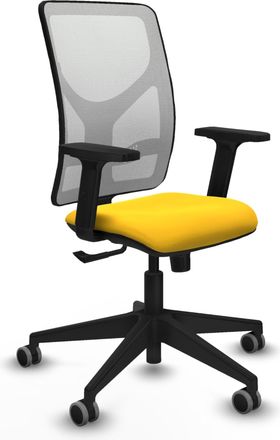 Piqueras y Crespo Computerstuhl mit 2D-Armen, h&ouml;henverstellbare Lendenwirbelst&uuml;tze, ausgestattet mit 3 Positionen und Schneideschaum, Wei&szlig;/Gelb