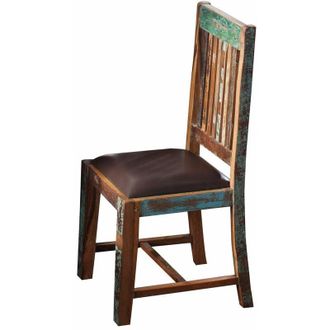 Massivmoebel24 Chaise rembour&eacute;e 45x45 Bois de r&eacute;cup&eacute;ration laqu&eacute; Multicolore Set 2 nature of spirit 56
