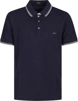 Fay Homme, Tops, Bleu, Taille: S Polo Ray&eacute; &agrave; Double Col