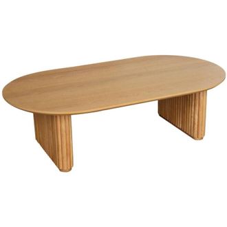 Sweeek Ovaler Couchtisch Heveaholz und Eichenfurnier