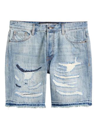 Billionaire Boys Club short en jean à effet usé - Bleu