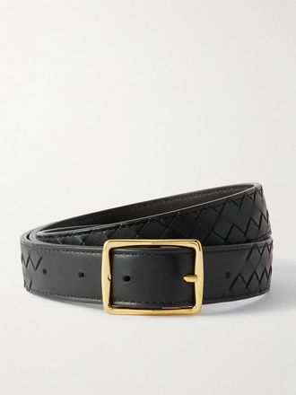 Bottega Veneta Ceinture En Cuir Intrecciato - Marron