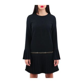 Just Cavalli Plissiertes Kleid mit R&uuml;schen - - Dresses - Damen - Schwarzk - XS