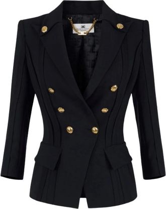 Elisabetta Franchi Femme, Vestes, Noir, Taille: 42 FR Veste D&eacute;contract&eacute;e