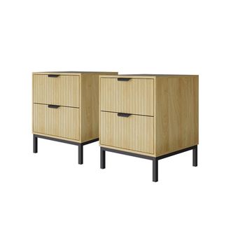 Vicco Nachttisch Lennox, Nachtkommode, Eiche, 40 x 52 cm 2er Set