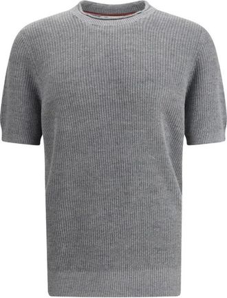 Brunello Cucinelli Homme, Pulls, Gris, Taille: XL T-shirt en maille