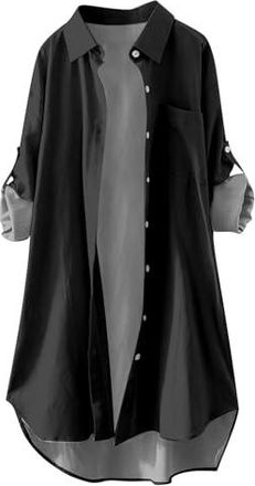 Generic Chemise Femmes Coton Lin Chic Et Elegant D&eacute;contract&eacute;e Chemisiers Et Blouses &Eacute;t&eacute; Manche Longue Col V L&acirc;che Top L&eacute;ger Respirant Tunic &Agrave; La Mode Coton Et