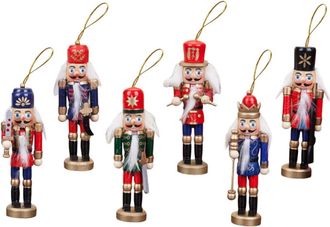 Cabilock Weihnachts-nussknacker-Ornamente 6-teiliges Set Aus Holzfiguren Weihnachtsdeko Christbaumschmuck