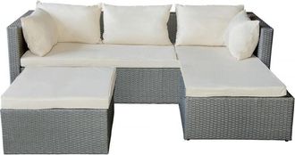 Habitat et Jardin Gartenlounge aus Polyrattan 3-Sitzer Diya - Hellgrau