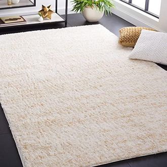 Safavieh Zottelig Teppich für Wohnzimmer, Esszimmer, Schlafzimmer - Berber Shag Collection, Kurzer Flor, Creme, 183 X 274 cm