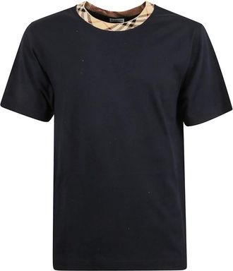 Burberry Homme, Tops, Bleu, Taille: L Check Knit Crew Neck