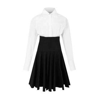 Genny Femme, Robes, Multicolore, Taille: 34 FR Robe Chemise Bicolore Noire et Blanche