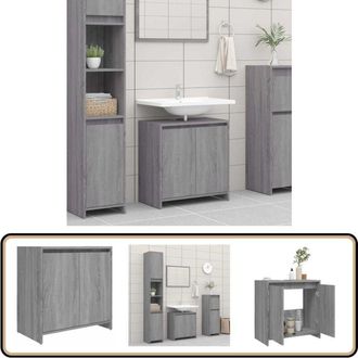 vidaXL Badschrank Grau Sonoma 60x33x61 cm Holzwerkstoff - Badeschrank - Badezimmermöbel - Badschränke - Grau Sonoma - Holzwerkstoff