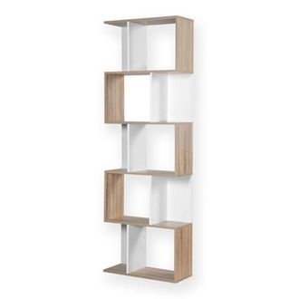 Calicosy Biblioth&egrave;que Multi-Cases de Rangement - Style Tendance Bois et Blanc - Nombreux Rangements - Meuble pour Salon, Chambre, Entr&eacute;e - L 60 x P 24 x H180 c