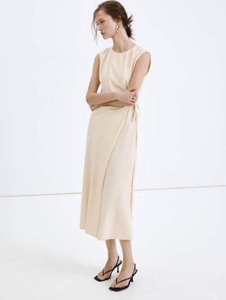 Mango Robe midi nou&eacute;e vanille - Femme - XXS - MANGO