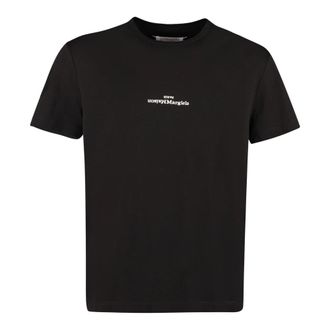 Maison Margiela Logo Baumwoll-T-Shirt - - Tops - Herren - Schwarzk - S
