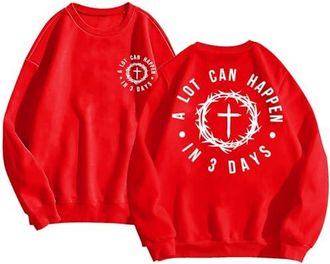 Generic DENGJIAMY Pull chr&eacute;tien classique pour homme &laquo; A Lot Can Happen In 3 Day &raquo; Mode J&eacute;sus Faith Hauts Tendance Croix Chemise &agrave; manches longues pour homme,