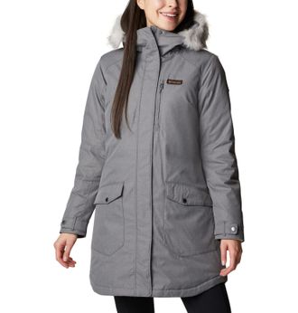 Columbia Damen Mountain lange geïsoleerde Suttle Mountain Long Insulated Jacket, City Grey, M EU