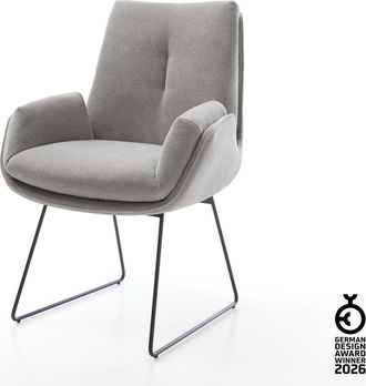 DELIFE Esszimmerstuhl Clea-Flex Strukturstoff Soft Grau Kufengestell Schwarz, Esszimmerst&uuml;hle