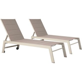 Happy Garden 2er Set Sonnenliegen BARBADOS aus taupefarbenem Textilene - Aluminium taupefarben
