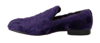 Dolce & Gabbana Womens Purple Sheep Fur Leather Loafers