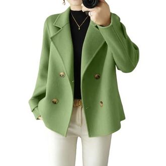 Generic Caban crois&eacute; pour femme, style trench classique, veste dautomne/hiver &eacute;l&eacute;gante, manteau dext&eacute;rieur vert, taille XL