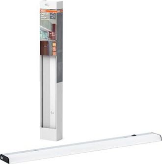 Osram luminaire sous meuble plat avec capteur, finition argentée en aluminium, lumière blanc chaud, protection IP20, idéal pour éclairage sous étagères