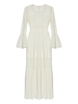 LoveShackFancy robe Rosney à coupe longue - Blanc
