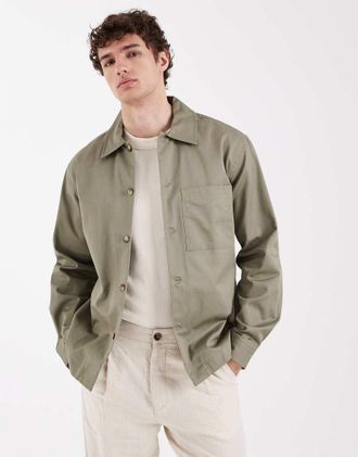 Selected Surchemise en coton - Kaki-Gris