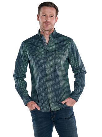 Engbers Herren Herren Langarm-Hemd Gemustert, Gruen, 39443, Gruen in Gr&ouml;&szlig;e 3XL