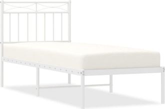 vidaXL Bettgestell mit Kopfteil Metall Wei&szlig; 80x200 cm Vidaxl