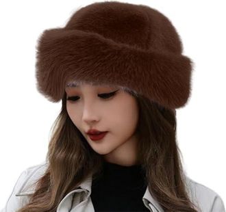 Generic Chapeau &eacute;pais et Chaud en Faux Vison pour Femme, Chapeau Mongol Luxueux, Polyvalent, Nouveau b&eacute;ret dhiver pour Femmes et Filles (Brown, One Size)