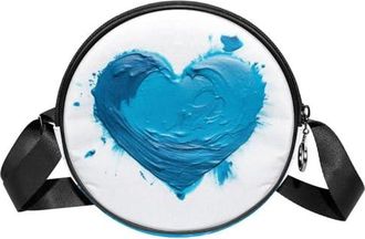 Generic Sac &agrave; bandouli&egrave;re Circle pour femme, petit sac &agrave; bandouli&egrave;re bleu avec fermeture &eacute;clair, bretelles r&eacute;glables, sac &agrave; main rond d&eacute;contract&eacute; pour femmes 