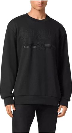Philipp Plein Homme, Sweatshirts et sweats &agrave; capuche, Noir, Taille: L SweaT-shirt Col Rond Gothique