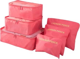 Generic 6-teiliges Reise-Aufbewahrungstaschen-Set for Kleidung, Organizer, Kleiderschrank, Koffer, Tasche, Schuhe, Verpackungsw&uuml;rfel(Watermelon Red)