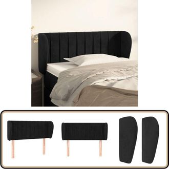 vidaXL Kopfteil mit Ohren Schwarz 83x23x78/88 cm Samt - Samt Kopfteil - Bett-Kopfteil - Kopfteil Schwarz - Hochwertiges Kopfteil - Luxus Kopfteil