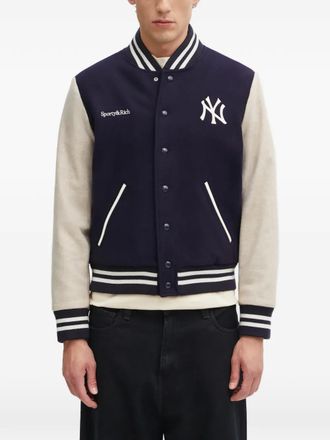 Sporty & Rich veste ray&eacute;e &agrave; logo - Bleu