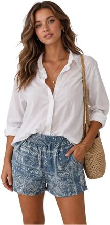 A Paper Kid Femme, Shorts, Bleu, Taille: 46 FR Shorts &agrave; motifs cachemire