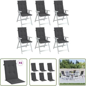 vidaXL Gartenstuhl - Hochlehner-Auflagen 6 Stk. Melange Anthrazit 120x50x4 cm Stoff
